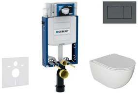 Geberit Kombifix - Set předstěnové instalace, klozetu Oudee a sedátka softclose, tlačítko Sigma30, matná černá/černá SANI15CA5104