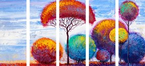 5-dílný obraz podzimní les - 200x100 cm