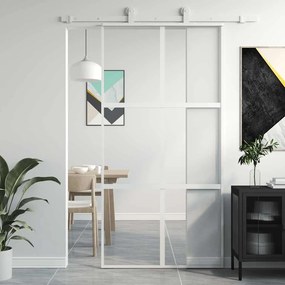 Posuvné dveře bílé 102,5 x 205 cm tvrzené sklo a hliník 155218