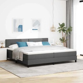 Postel s boxspringem s čelo Tmavě šedá 200 x 200 cm textil 3338714
