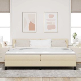 Postel s boxspringem s čelo Krémová 200 x 200 cm textil 3338795