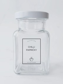 Samolepka na kořenky CHILLI PAPRIČKY průhledná 3 × 4 cm základní písmo