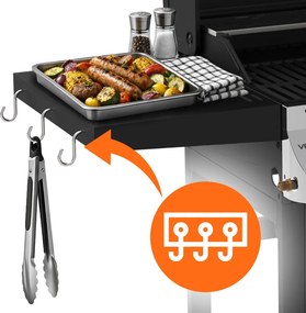 BPS-koupelny Plynový BBQ gril s boční plotýnkou, poličkou a krycí plachtou - , 2+1 hořák