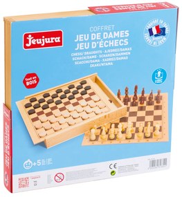 Jeujura Šachy a dáma v dřevěné krabici