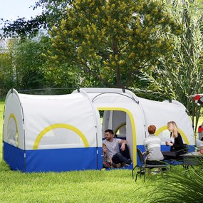 Outsunny Tunneltent, Stan pro 6 Osob se 3 Místnostmi, UV Ochrana, Síťová Okna, Odolný Rodinný Stan s Přenosnou Taškou, 3000mm Voděodolný Skupinový St…