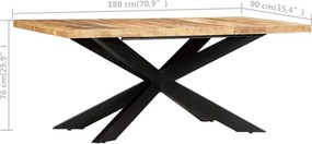 Jídelní stůl 180 x 90 x 76 cm masivní hrubé mangovníkové dřevo 285963