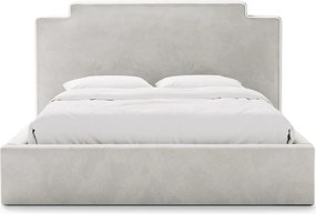 Světle šedá čalouněná dvoulůžková postel s úložným prostorem s roštem 160x200 cm Princess – Micadoni