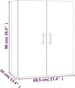 vidaXL Závěsná skříňka 69,5 x 34 x 90 cm kompozitní dřevo [812271] Barva: bílá s vysokým leskem
