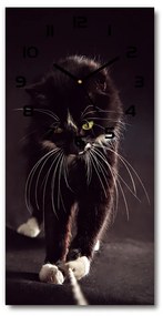 Wallmuralia Moderní hodiny nástěnné Černá kočka 30x60 cm
