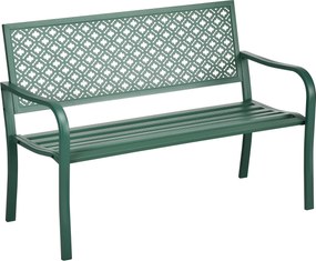 Zahradní lavice HOMCOM s nosností 280 kg, tmavě zelená, 127x63x83 cm, odolná proti povětrnostním vlivům a stabilní, ideální na terasu a zahradu |