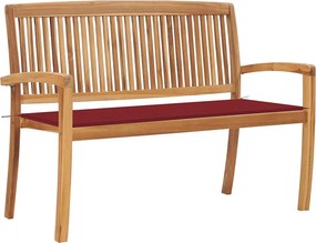 Stohovatelná zahradní lavice s poduškou 128,5 cm masivní teak 3063288