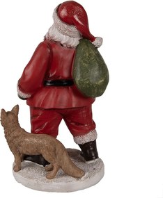 Vánoční dekorace socha Santa s liškou - 16*14*26 cm