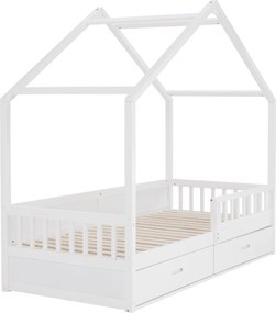 Montessori postel, 90x200, bílá, masiv, BIANKA