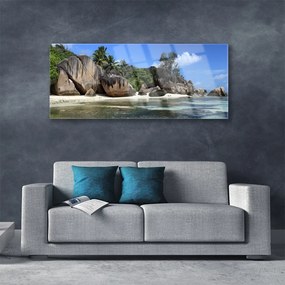 akrylový obraz Skála Moře Krajina 125x50 cm