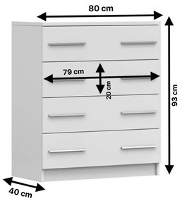 Komoda 4S 02 OMEGA I 80 cm bílá