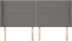 Čelo postele typu ušák tmavě šedé 183x16x118/128 cm textil 3119455