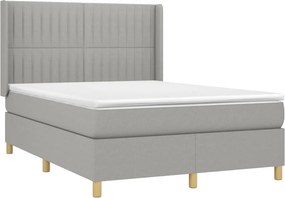 Box spring postel s matrací a LED světle šedá 140x190 cm textil 3139029