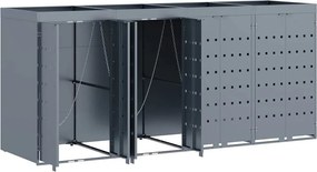 Úložný box na 4 popelnice Světle šedá 272 x 77,5 x 121,5 cm 3394750