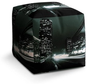 Sablio Taburet Cube Noční ulice: 40x40x40 cm