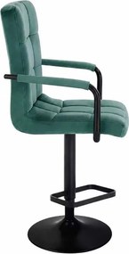 LuxuryForm DESIGN Barová židle VERONA BLACK VELUR na černé kulaté podstavě - zelená