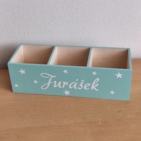 Dřevěný organizér na tužky mintový