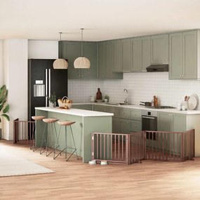Zábrana pro psy s dvířky skládací 8 panelů hnědá 640 cm topol 3155578
