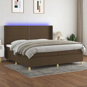 Box Spring Postel S Matrací A Led Textil Tmavě Hnědá Hladké s hřebíky 200
