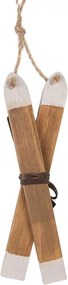 Hnědá dřevěná závěsná dekorace lyže - 5*2*15 cm