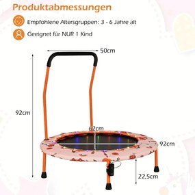 Costway Ø92 cm dětská trampolína mini trampolína s LED osvětlením – pomerančový