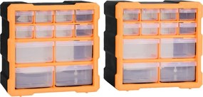vidaXL Organizéry s 12 zásuvkami 2 ks 26,5 x 16 x 26 cm [147581] Barva: oranžová a černá