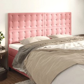 Čelo postele růžové 160x5x118/128 cm sametové 3116825
