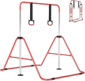 Costway Dětská skládací gymnastická tyč s 4 nastavitelnou výškou a gymnastickými