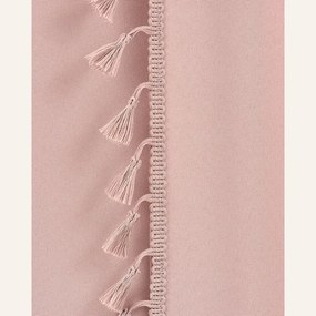Pudrově růžový závěs LARA na stuhu se střapci 140 x 250 cm