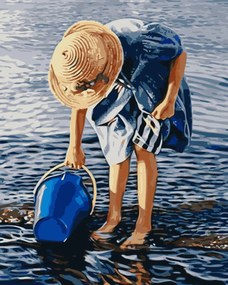 Malování podle čísel s rámem "Dívka u moře" 50x40cm
