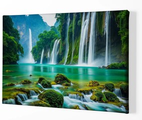 Obraz na plátně - Velké vodopády v džungli FeelHappy.cz Velikost obrazu: 150 x 100 cm