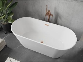 Mexen Flavia, volně stojící vana 170 x 75 cm, bílá, růžové zlato přepad, 54031708000-60