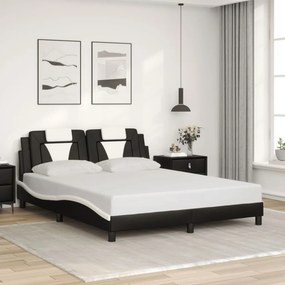 Rám postele Viana bez matrace černý a bílý 160 x 200 cm umělá kůže 3208108