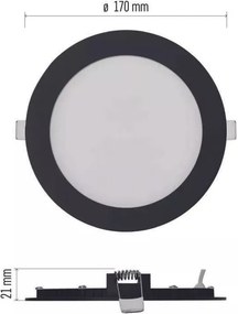 EMOS Černý vestavný LED panel kulatý 170mm 12,5W CCT Premium ZD1333