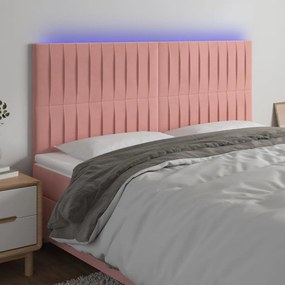 Čelo postele s LED růžové 180x5x118/128 cm samet