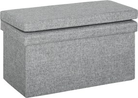 HOMCOM skládací lavice s opěradlem a prostor pro uložení 77 l, potah z látky, 76x50x73 cm, šedá