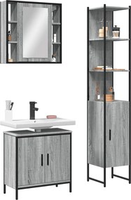 vidaXL 3dílný set koupelnových skříněk kompozitní dřevo [3214743] Barva: šedá sonoma