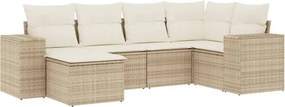 6dílná zahradní sedací souprava s poduškami béžová polyratan 3255195
