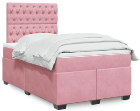 Box spring postel s matrací růžová 120 x 200 cm samet 3293193