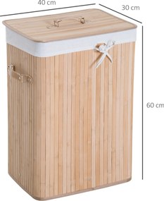 HOMCOM Slim Prádelní Koš s Víkem 72L Skladný Koš s Rukojetí, Odlitelný Prádelní Sáček, Prádelní Box pro Prádelnu, Ložnici, Koupelnu