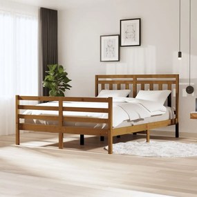 Rám postele medově hnědý 150 x 200 cm King Size masivní dřevo,  3100662