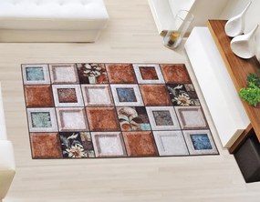 Bellatex Koberec - běhoun 3D tisk Žlutá,Modrá 80 cm, (šířka), 120 cm délka