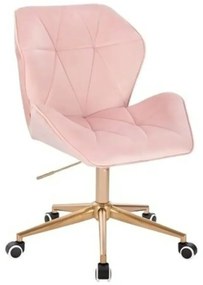 LuxuryForm Židle MILANO MAX VELUR na zlaté podstavě s kolečky - světle růžová