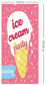 Flamenco Mystique Obdélníková Plážová Osuška s Vzorem Ice Cream Party, 150x70 cm, Polyester, Bílá