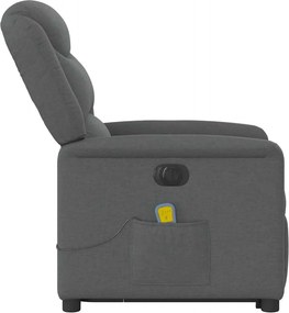 Elektrické zvedací masážní polohovací křeslo tmavě šedé textil 3303225