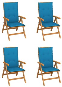 vidaXL Polohovací zahradní židle s poduškami 4 ks masivní teak